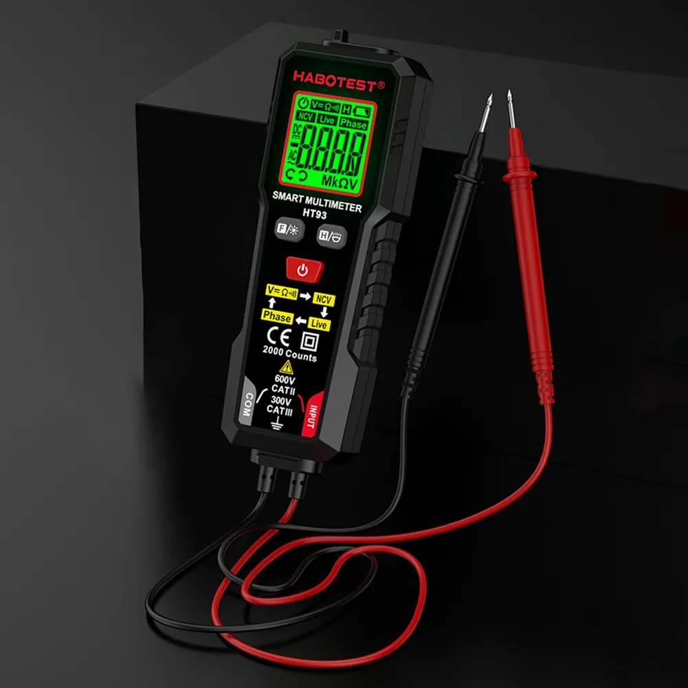 Digital Multimeter, HT93 NCV Voltage Resistance Tester, Auto Ranging ...