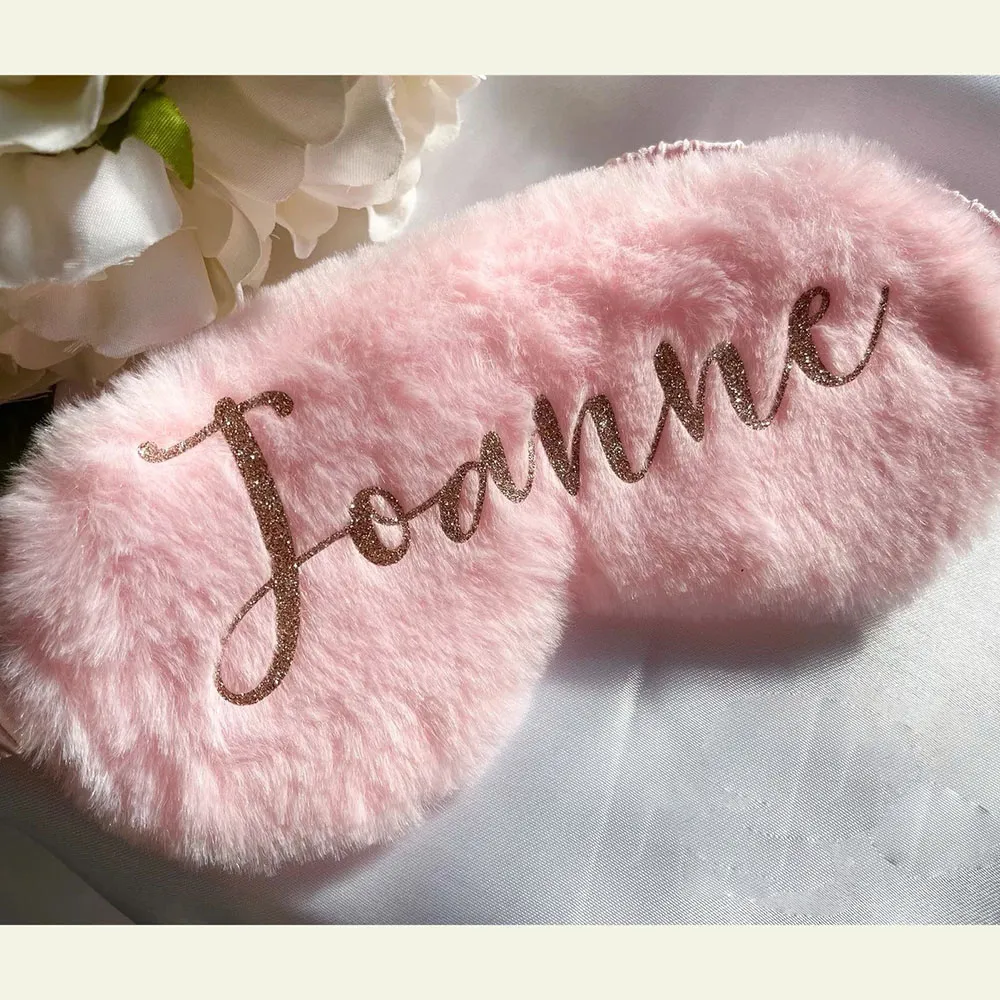 Personalized Rabbit Hair Plush Eye Mask Custom Sleep Mask Cozy ...