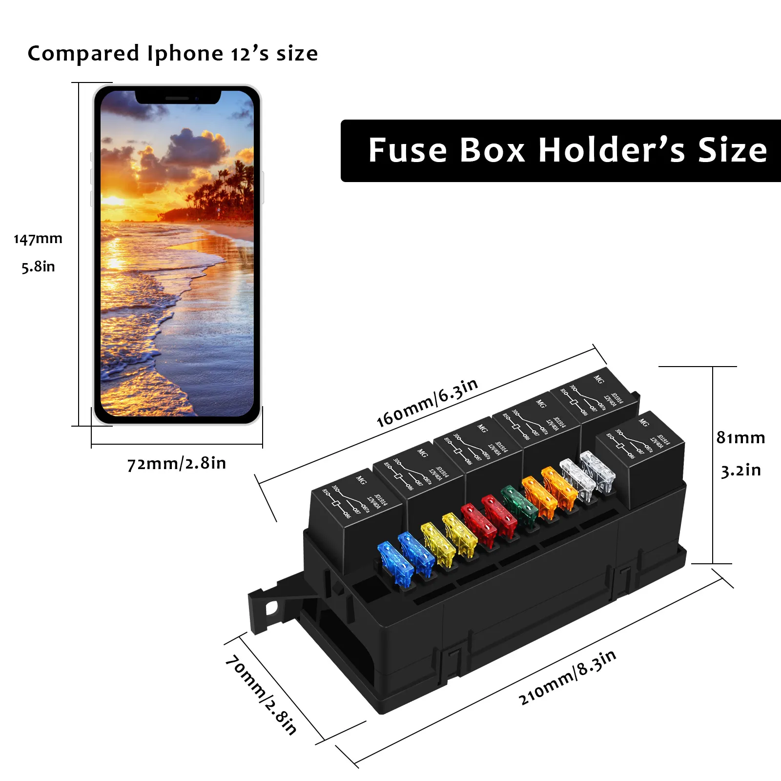 12V Fuse Relay Box Kit Waterproof Fuse Relay Box Block With 52 Crimp ...