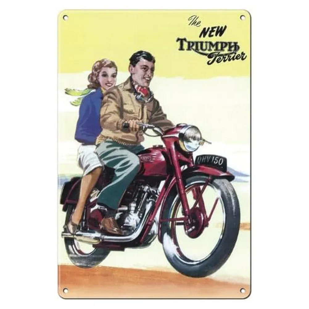 Vintage Metal Tin Signs for Garage Decor, Retro Triumph Motorcycles ...