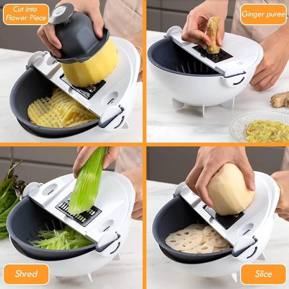 WALFOS Multifunction Vegetable Cutter with Rotary Slicer and Drain ...