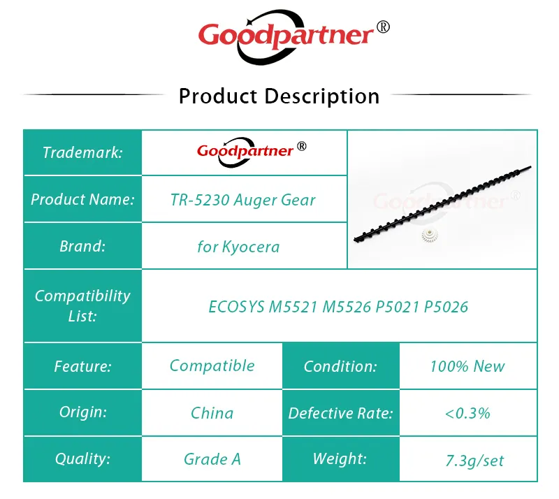 5X 302R793070 TR 5230 TR5230 Transfer Belt Cleaning Auger Gear For ...