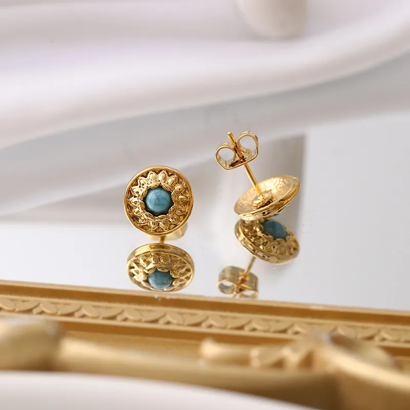 Gold-Plated Turkish Jewelry Set with Blue Natural Stone Inlaid ...