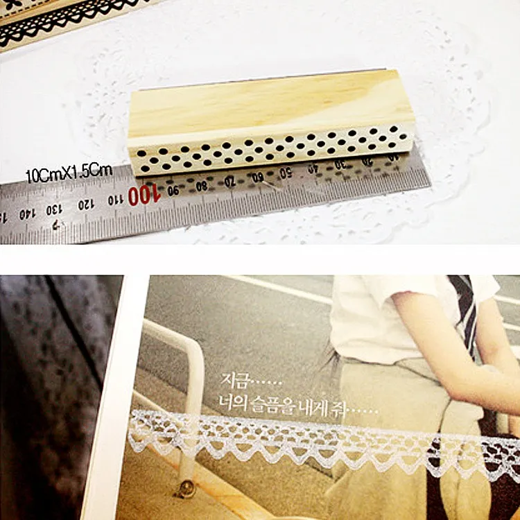 DHgate.com:10cm Vintage Wooden Congratulation Flower Lace Dots Rubber ...