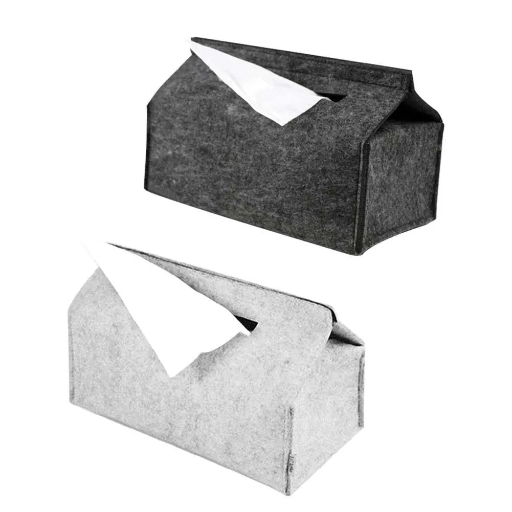 Wool Felt Tissue Box Holder Household Tissue Case Box Solid Color Tray ...