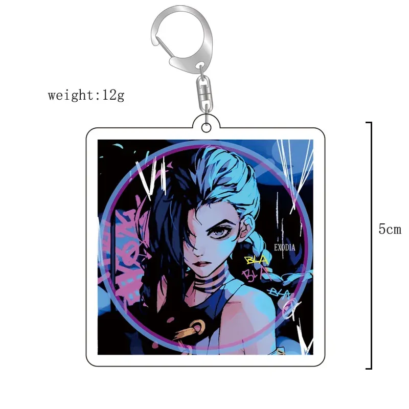 Anime Arcane Jinx Vi Keychain, Cute LOL Game Pendant Key Chain for Car ...