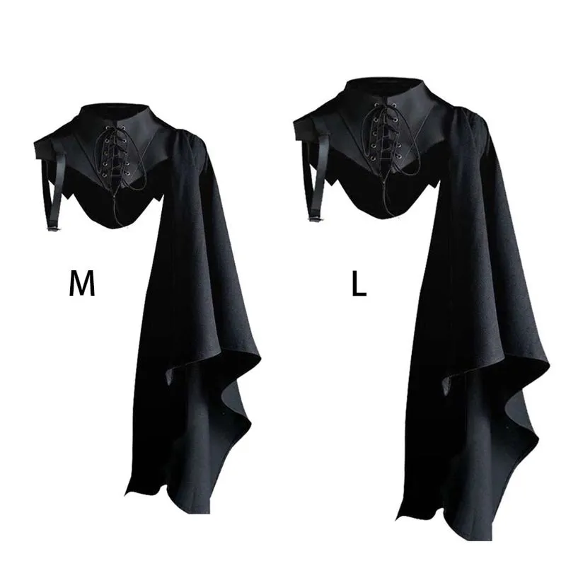 Medieval Black cloak mantle with Single Shoulder Straps - Retro Gothic ...