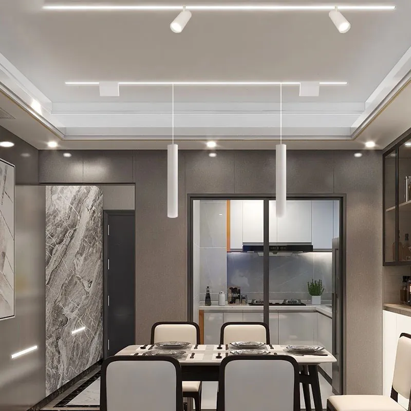 Modern White Magnetic Light Rail Ceiling Grille Flood Lamp With ...