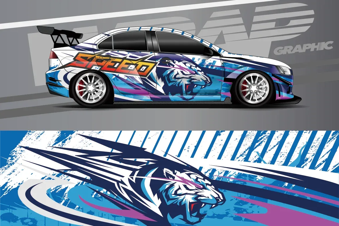 Modern Full Body Racing Car Graphic Decal Vinyl Wrap 2024 Vector Image ...