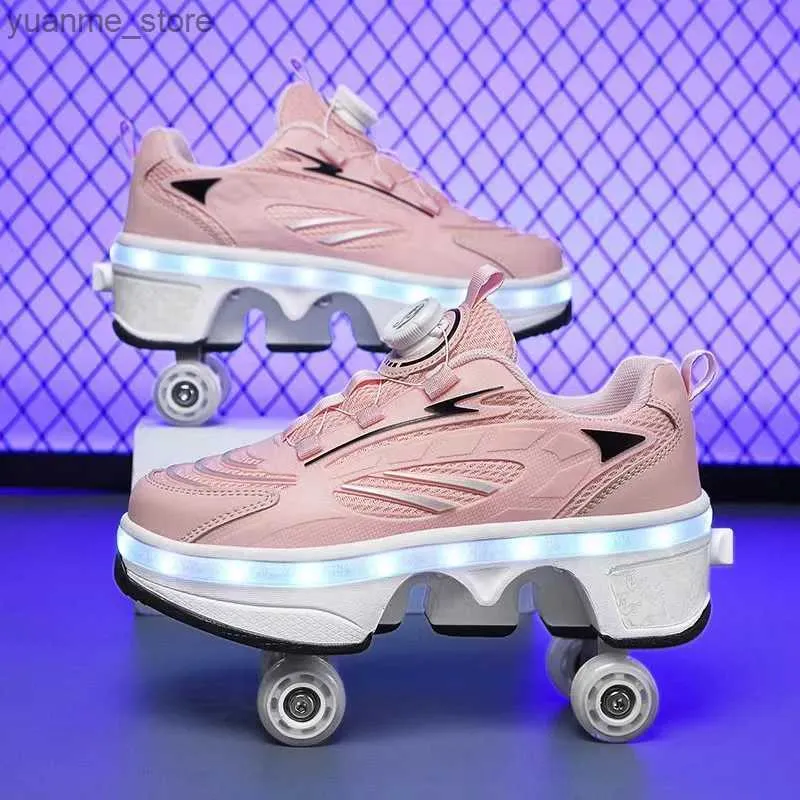Inline Roller Skates: Four-Wheeled Walking Shoes, Deformation Automatic ...