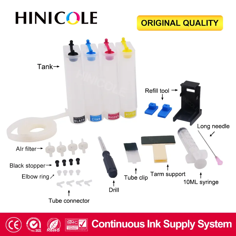 CISS Ink Supply System for HP 302 302XL Printers, Continuous Ink Kit ...