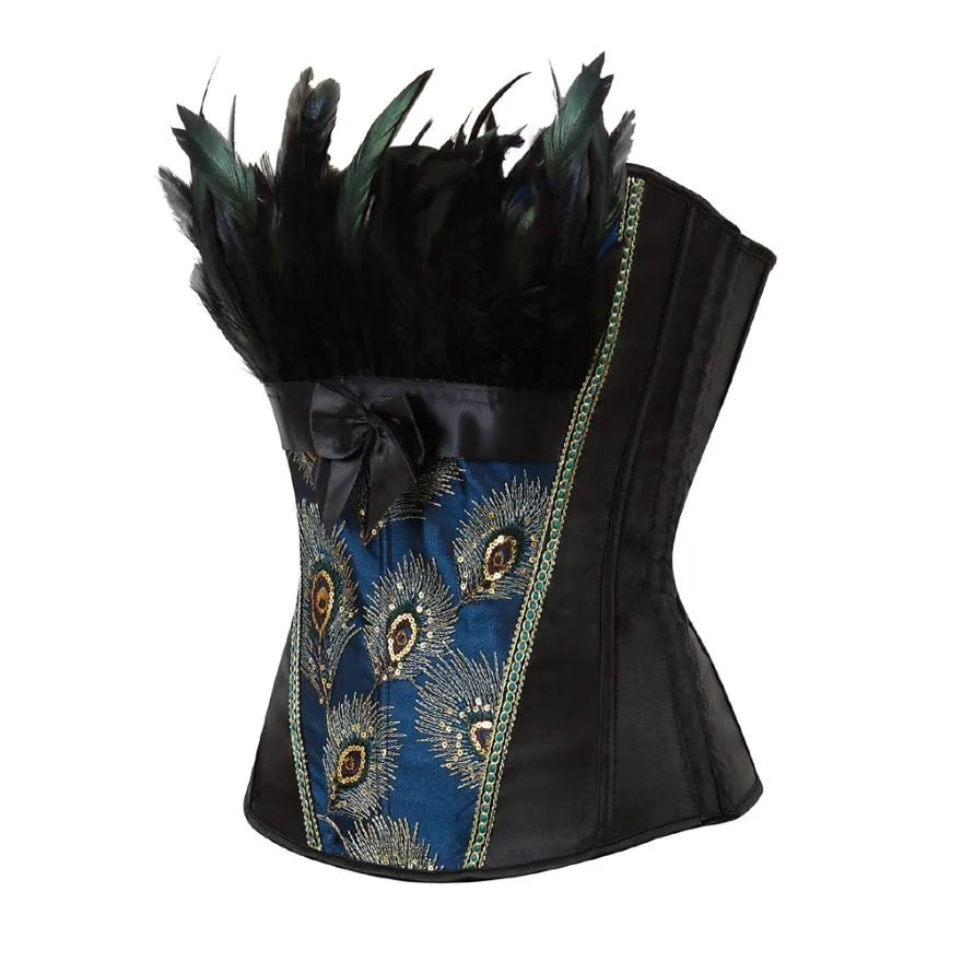 DHgate.com:Peacock Feathers Corset Bustier Top, Embroidery Pattern ...