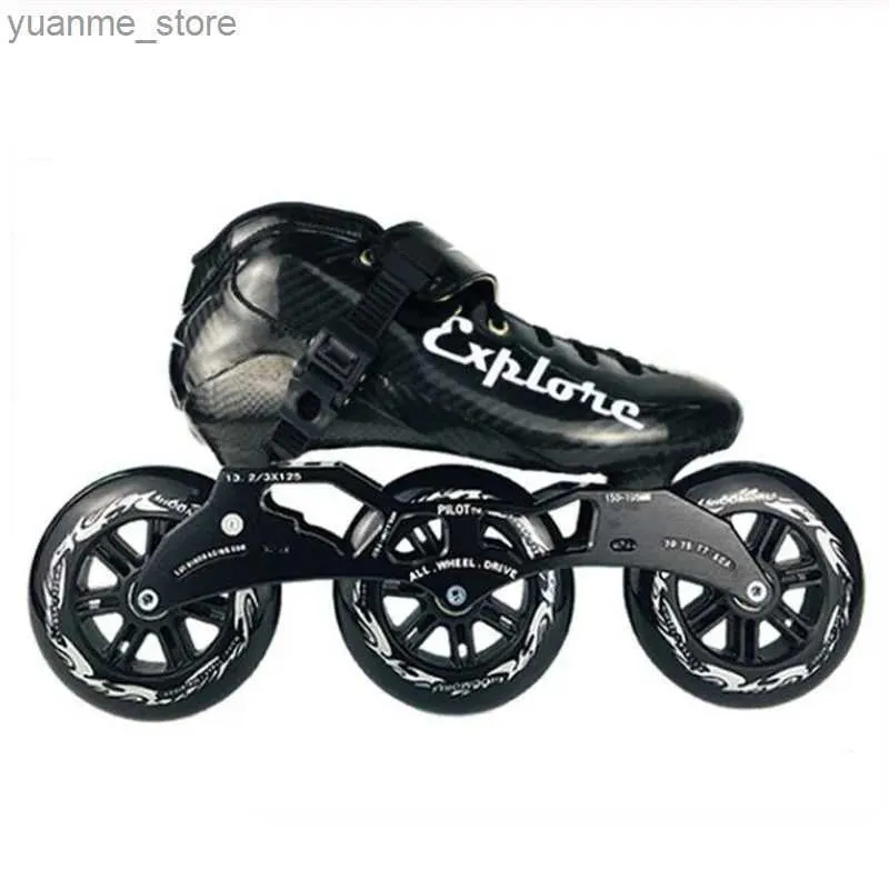 Inline Speed Skates 125mm 3 Wheel High Performance Carbon Fiber Roller ...