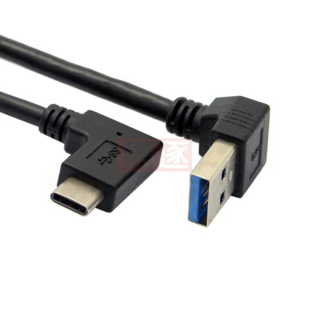 30CM Right Angle USB 3.0 A Male to USB 3.1 Type-C Elbow Data Sync and ...