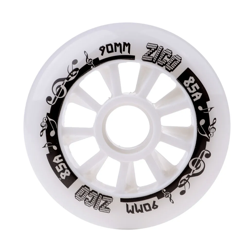 Durable 90mm White PU Roller Inline Skates Replacement Racing Wheels ...