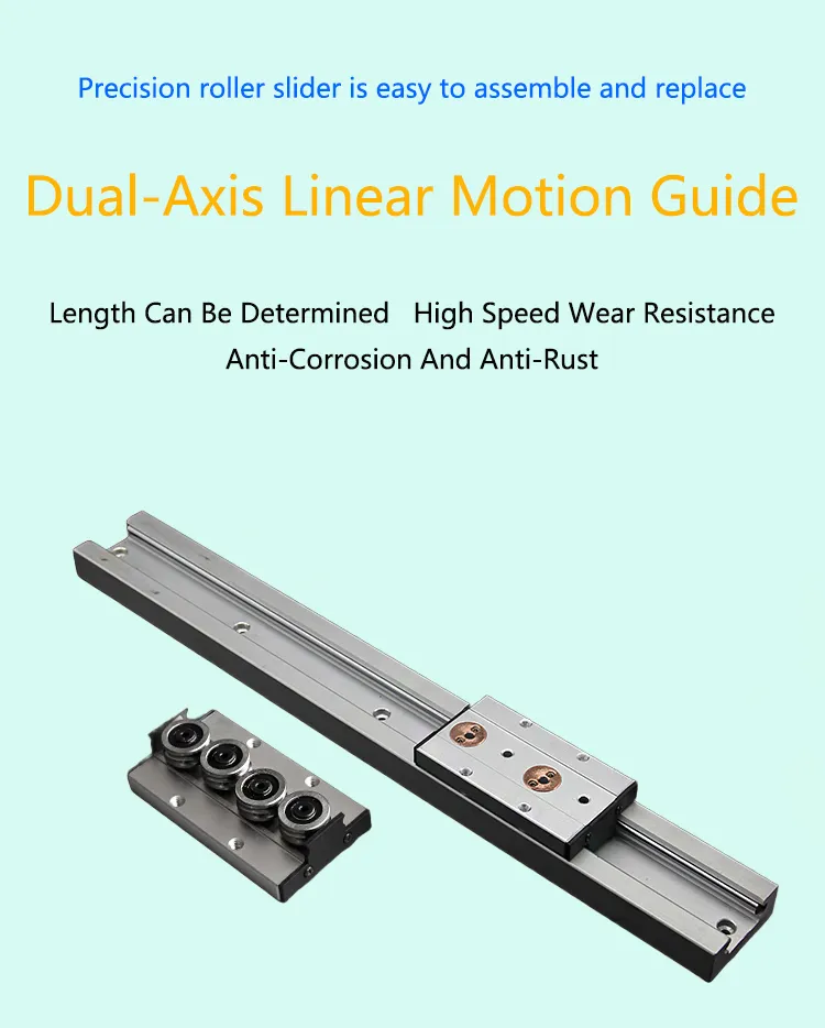 Roller Skate Wheel Bearings Double Axis Linear Guide Rail With Square ...