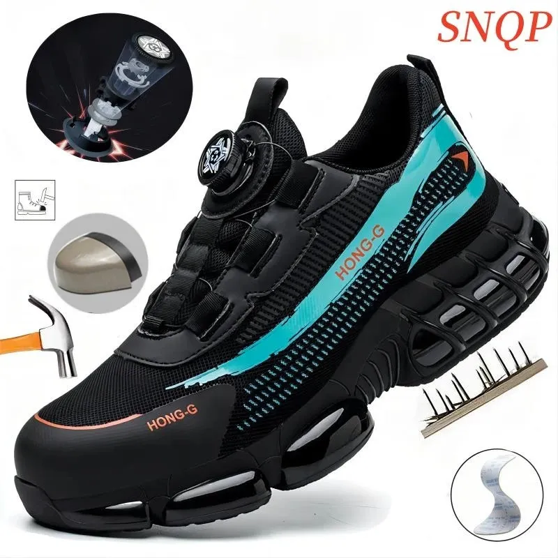 Anti-Smash & Anti-Puncture Rotating Button Safety Work safety shoes for ...