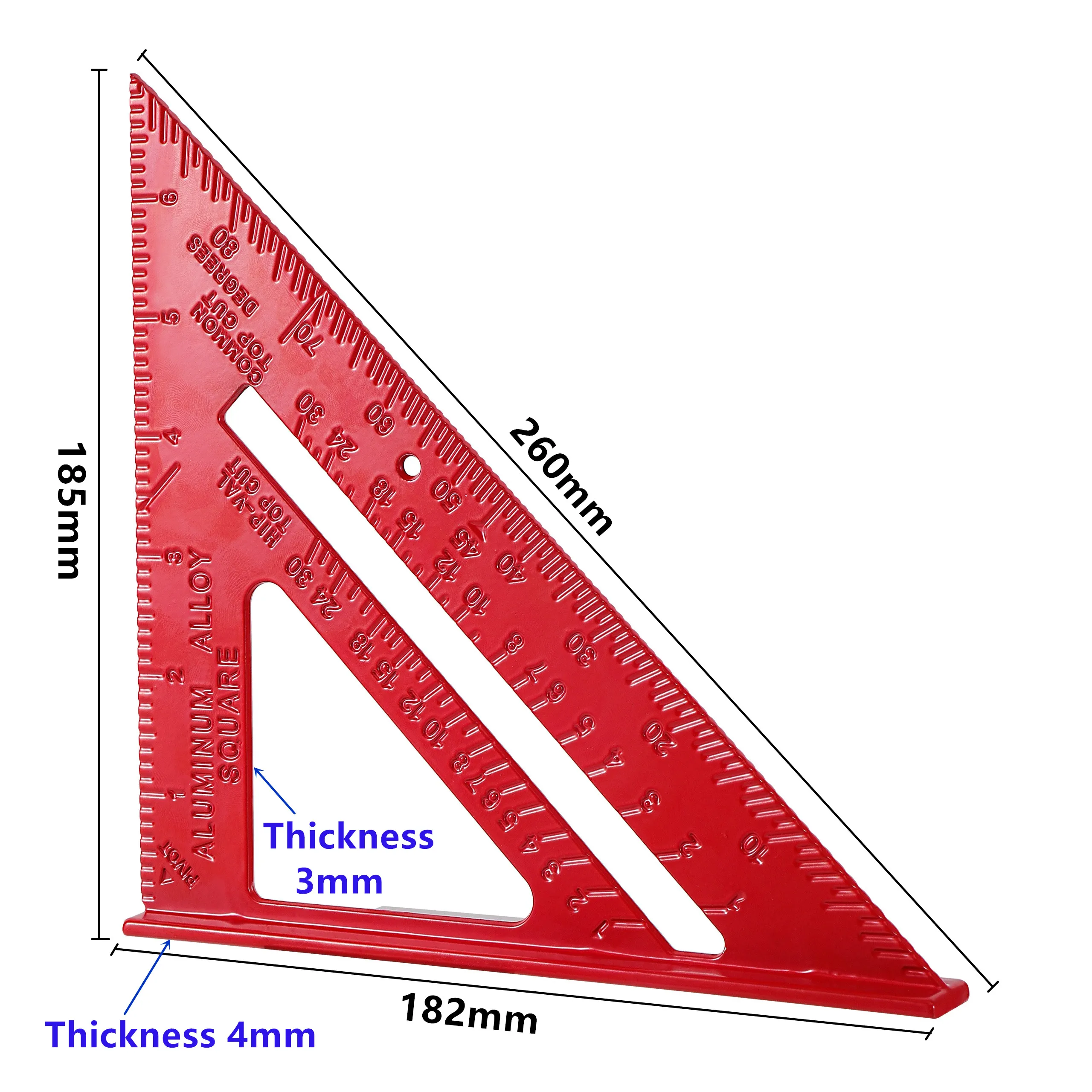 45/90 Degrees Aluminum Alloy Triangle Ruler Precision Thickening Angle ...