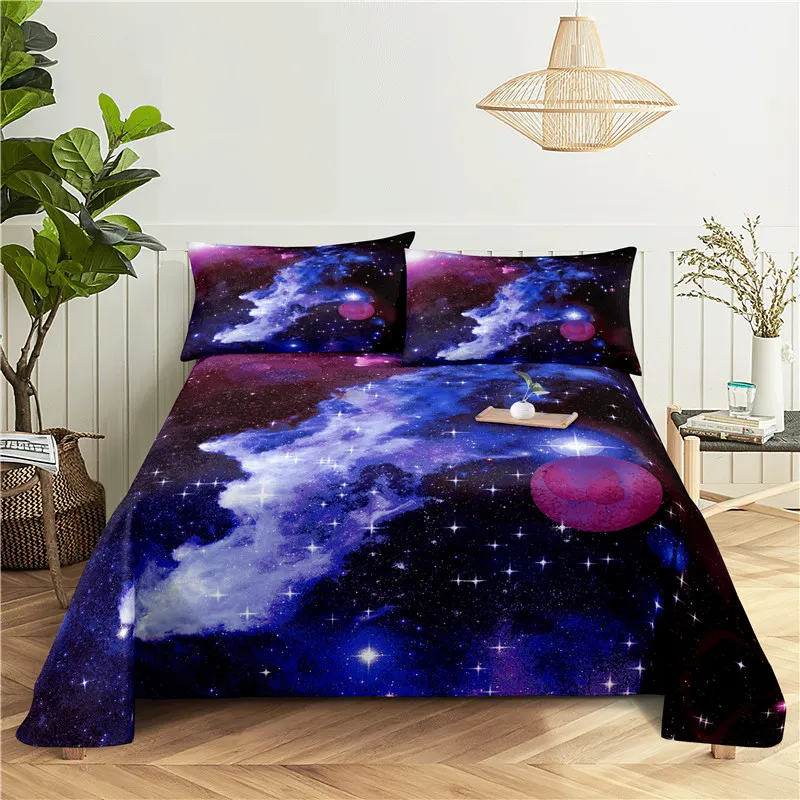 Starry Night Bedding Set: Premium Quality Sky Blue Bed Sheets with ...