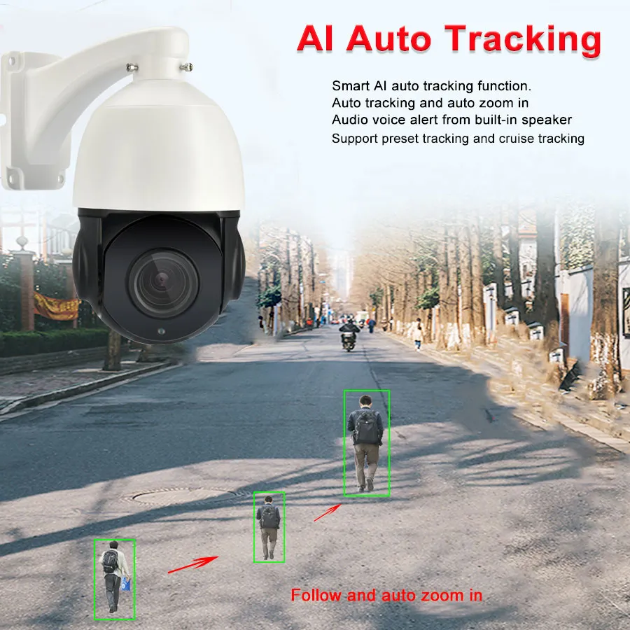 5MP POE PTZ IP Dome Security Camera Outdoor Waterproof 30X Optical Zoom ...