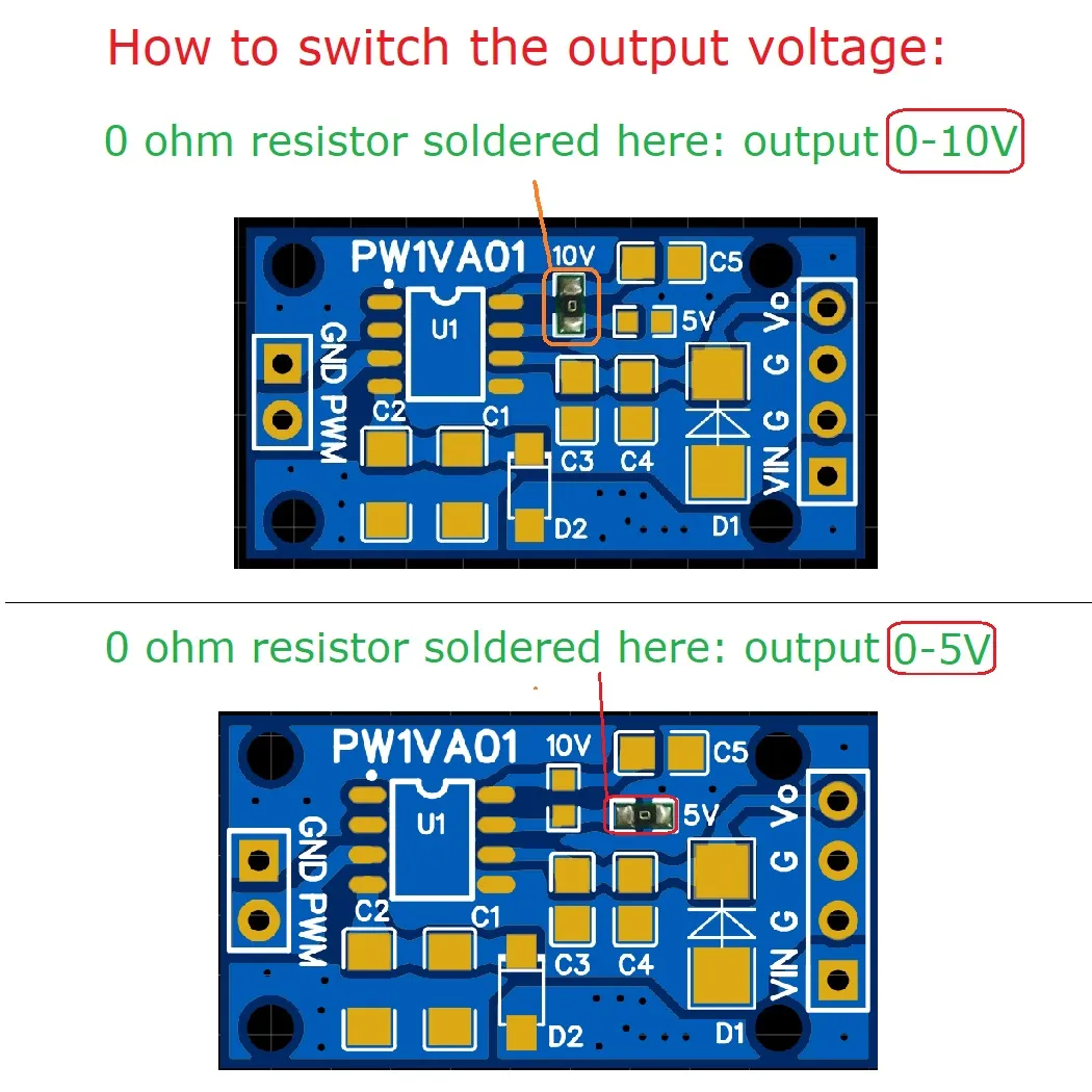 DHgate.com:2-Pack PWM to DAC Module: 0-100% Pulse Signal to 0-5V/0-10V Voltage Output for ...