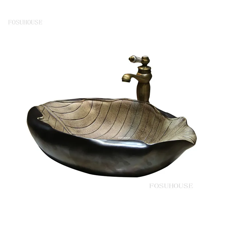 DHgate.com:Modern Leaf Shape Ceramic Art Bathroom Sinks, Household ...