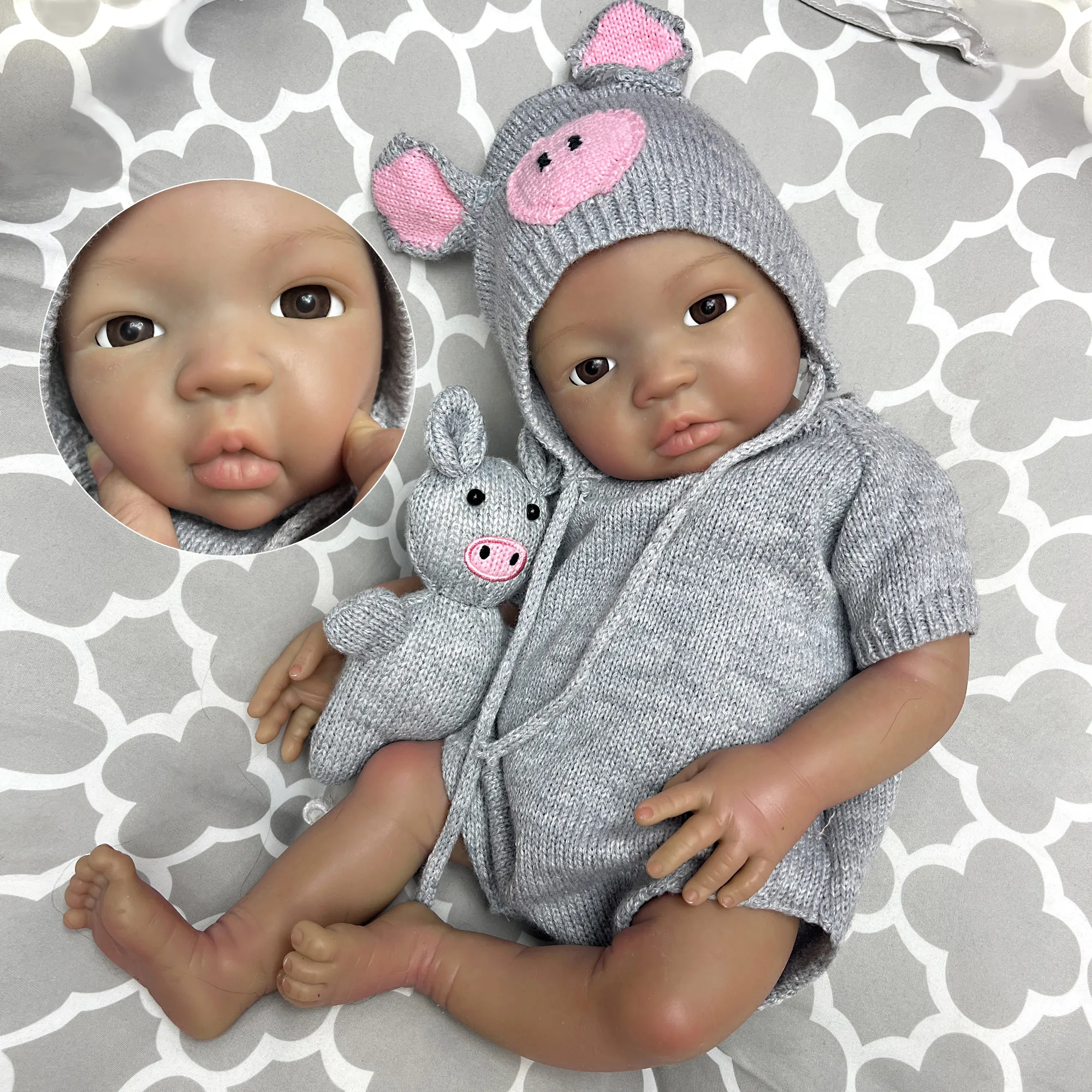 DHgate.com:Dark Skin Full Silicone Reborn Dolls 45CM Soft DIY Bebe ...