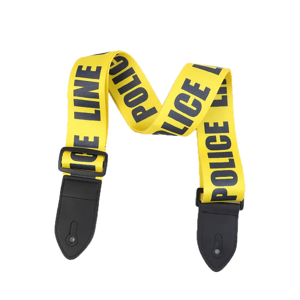 Adjustable Guitar Strap with PU Leather Ends: Yellow/Red Polyester Belt ...