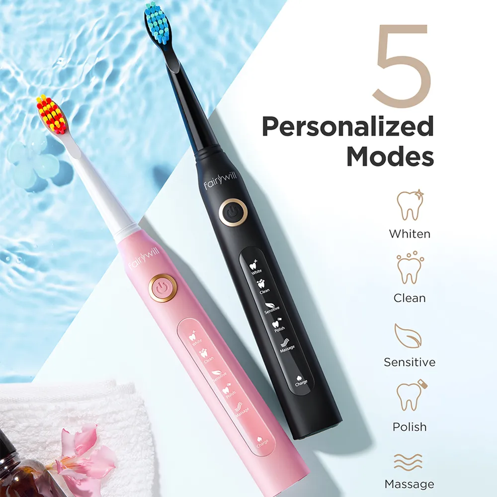 IPX7 Waterproof Electric Toothbrush with 4-Hour Fast Charger, 8 Brush ...