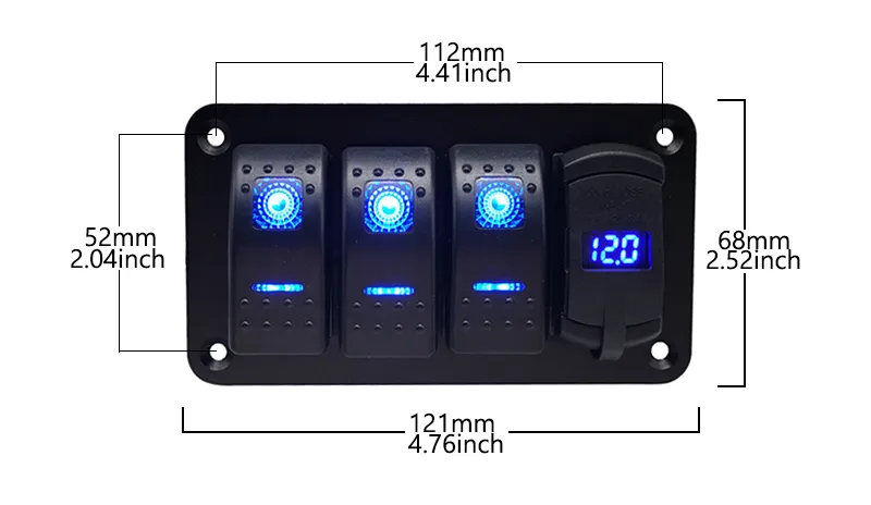 2 3 4 5 6 Gang Marine Boat Switch Panel 4.2A Dual USB Blue LED ON-OFF ...