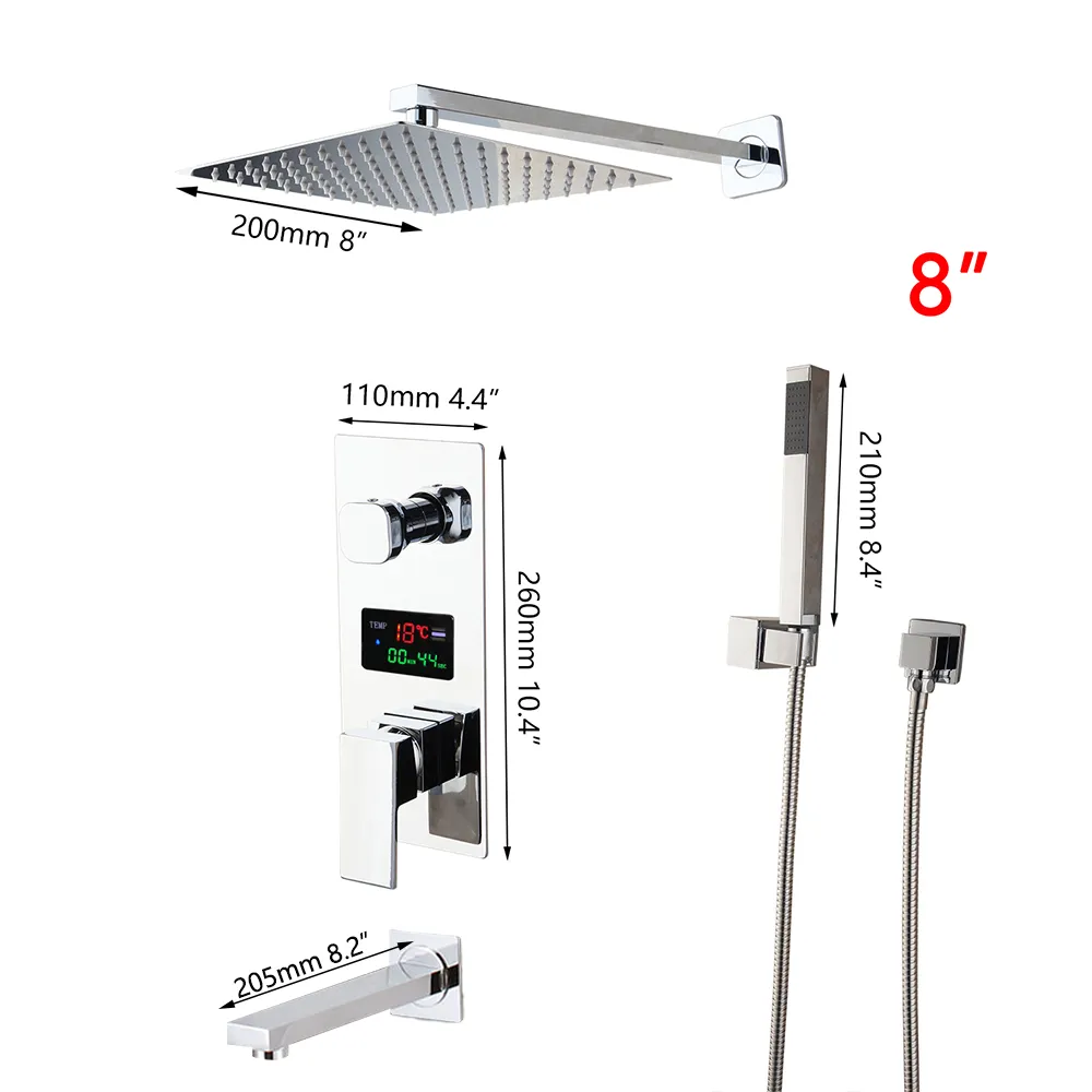 Luxury Rain Shower System - Wall Mounted Bathroom Shower Set Kit with ...