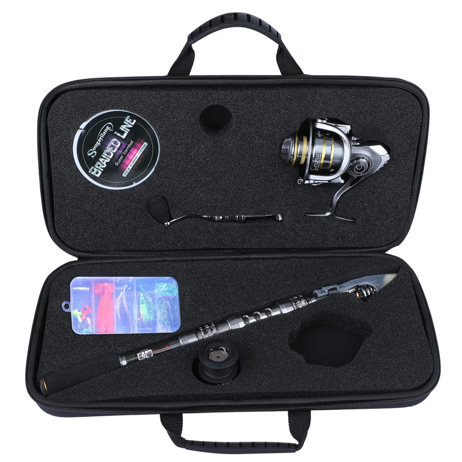Telescopic Fishing Rod & Reel Combo - 20LB Max Drag Spinning Reel for ...