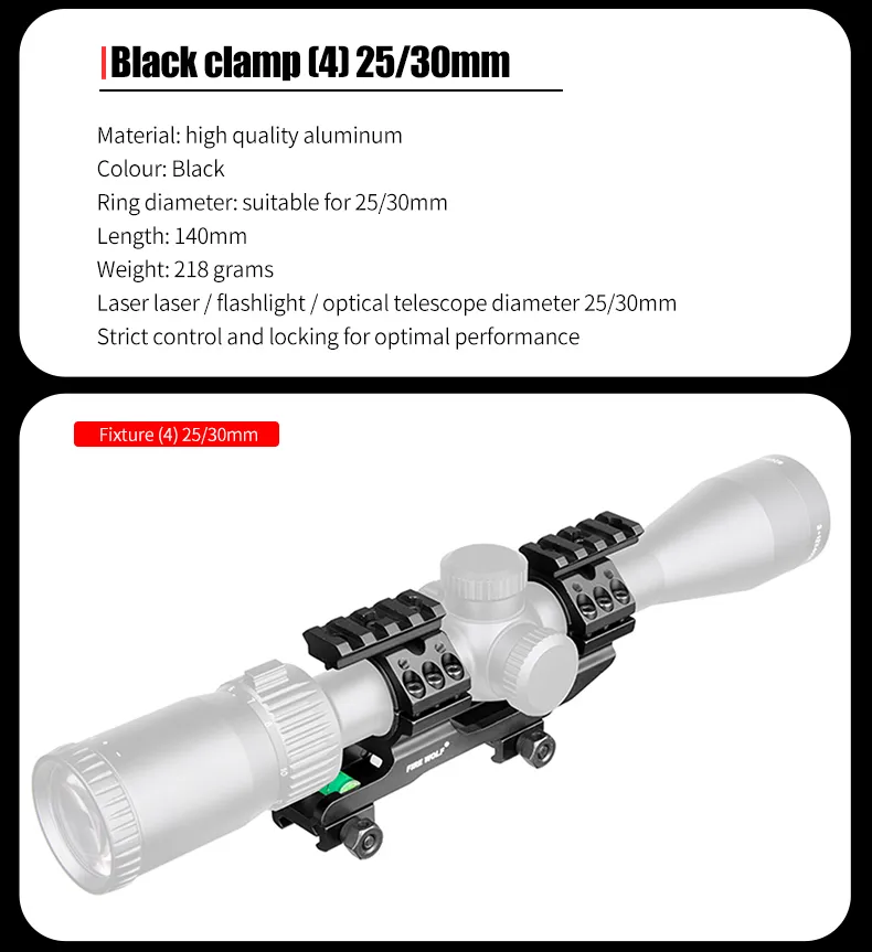 FIRE WOLF Bubble Level Rifle Scope Mount Hunting Holder Mounts 25.4/30 ...