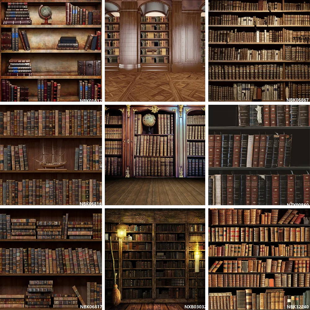 Book backdrop grunge library bookshelf photography background for ...