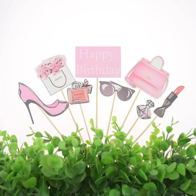 Cake Toppers Perfume High Heels Cupcake Topper Cake Flags Women Lady ...