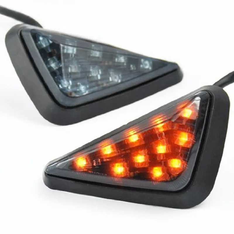 Motorcycle LED Turn Signals - Smoke Lens, Triangle Flush Mount Blinkers, Universal Fit ...