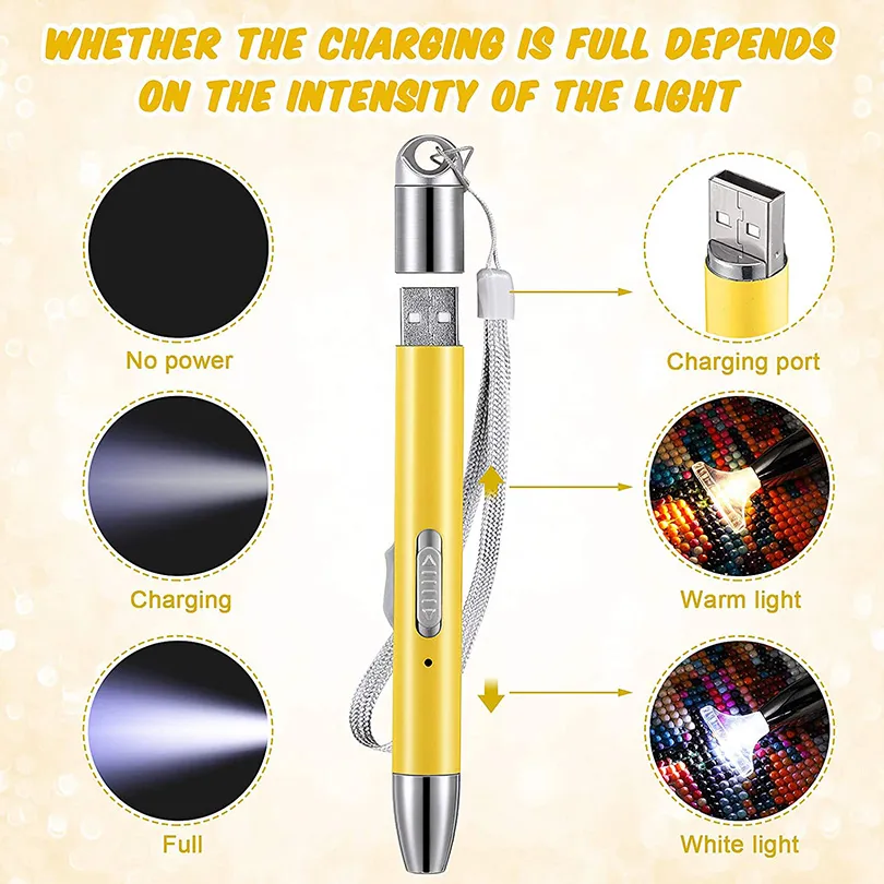 5D Diamond Painting Tool USB Rechargeable LED Diamond Art Drill Pen ...