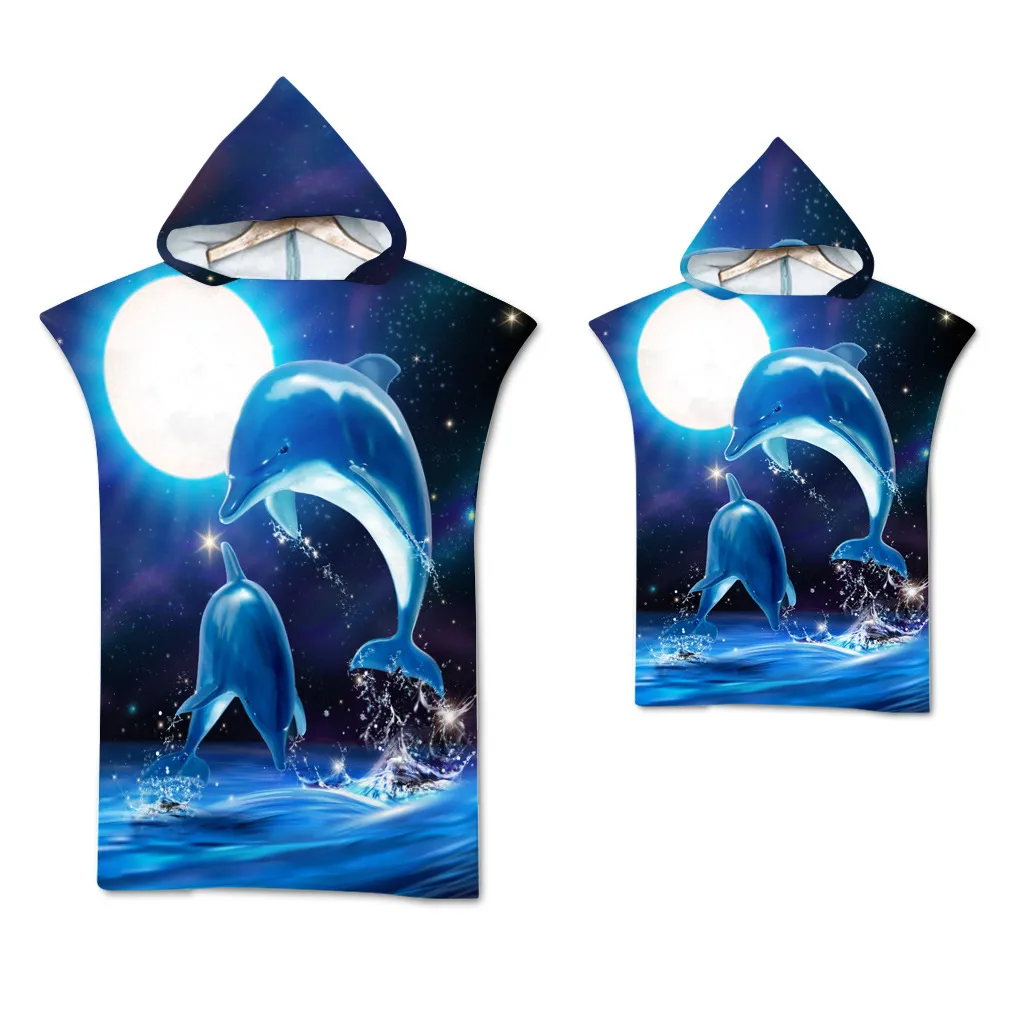 Dolphin & Whale Hooded Beach Towel Poncho: Adult Changing Robe - Best ...