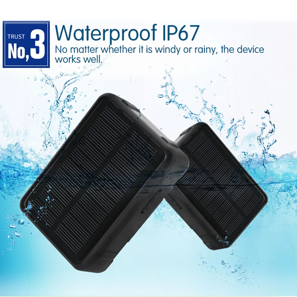 Waterproof Solar GPS Tracker with Voice Monitoring, 12V Power Input ...