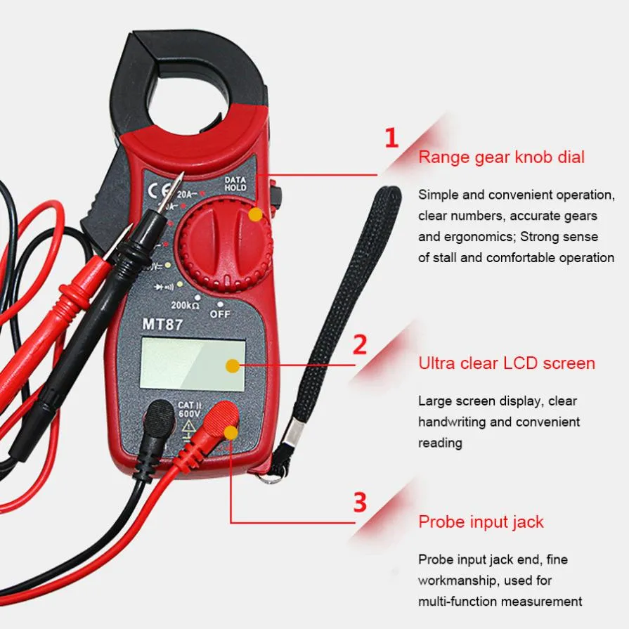 Electronic Digital Multimeter Clamp Meter Tester MT87, DC AC Voltage ...