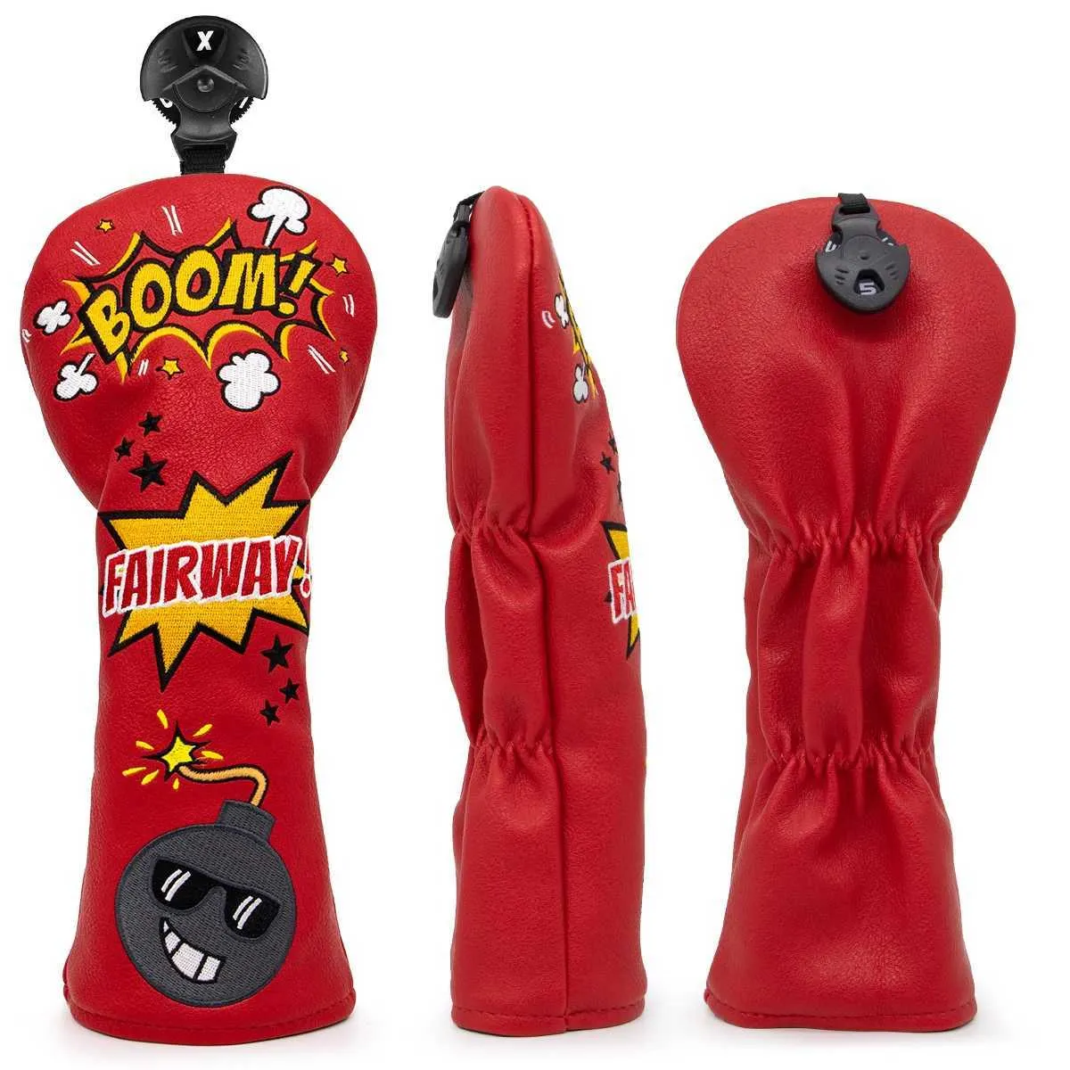 Premium Leather Chipper Golf Club Headcovers Set With Red Bomb Bombs ...