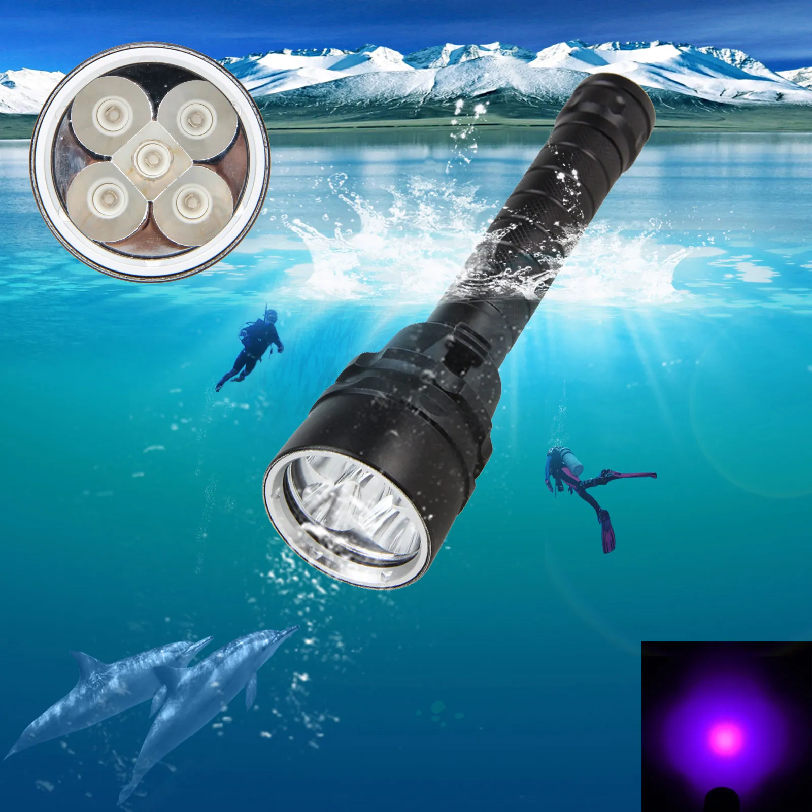 Ultraviolet Flashlights: 5-Mode Purple LED Diving Torch, 2000LM ...