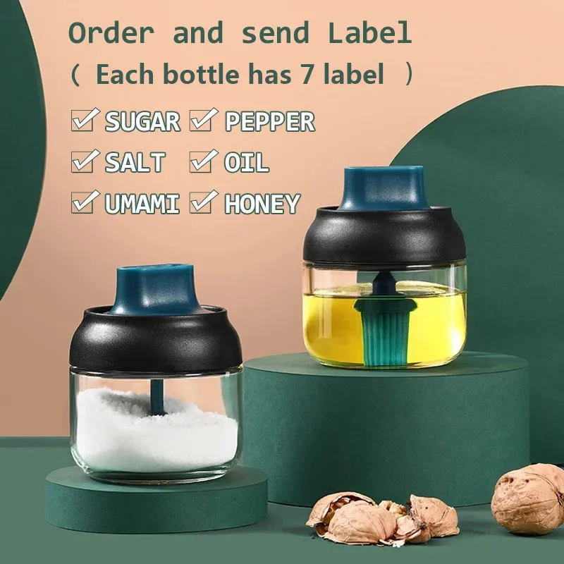 Kitchen Glass Seasoning Jar Set With Lids: Salt And Pepper Shakers ...