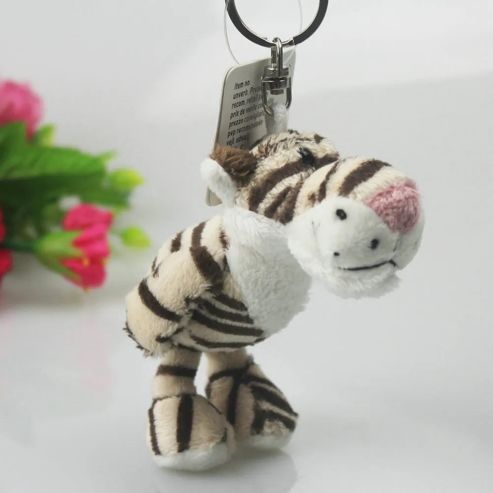 Gray Tiger Plush Keychain - Classic 3D Animal Keyring, Soft Doll Keyfob ...