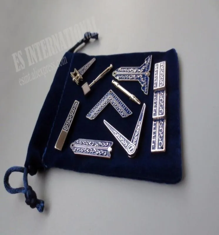 Blue Masonic Working Machinist Square Set With Velvet Bag 9 Unique ...
