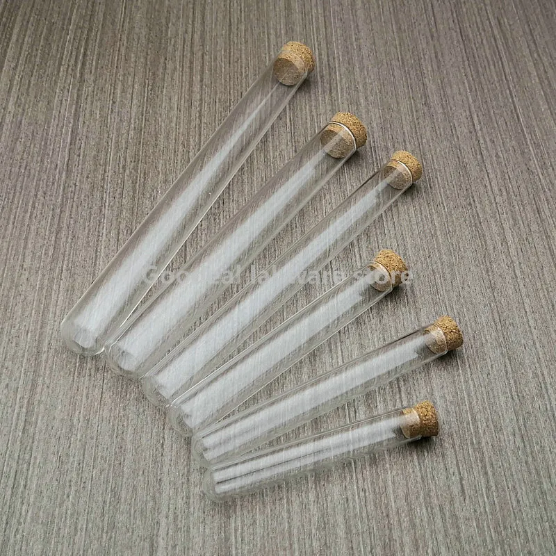 50 Clear Glass Test Tubes with Cork Stoppers - 12-18mm DIA - Premium ...