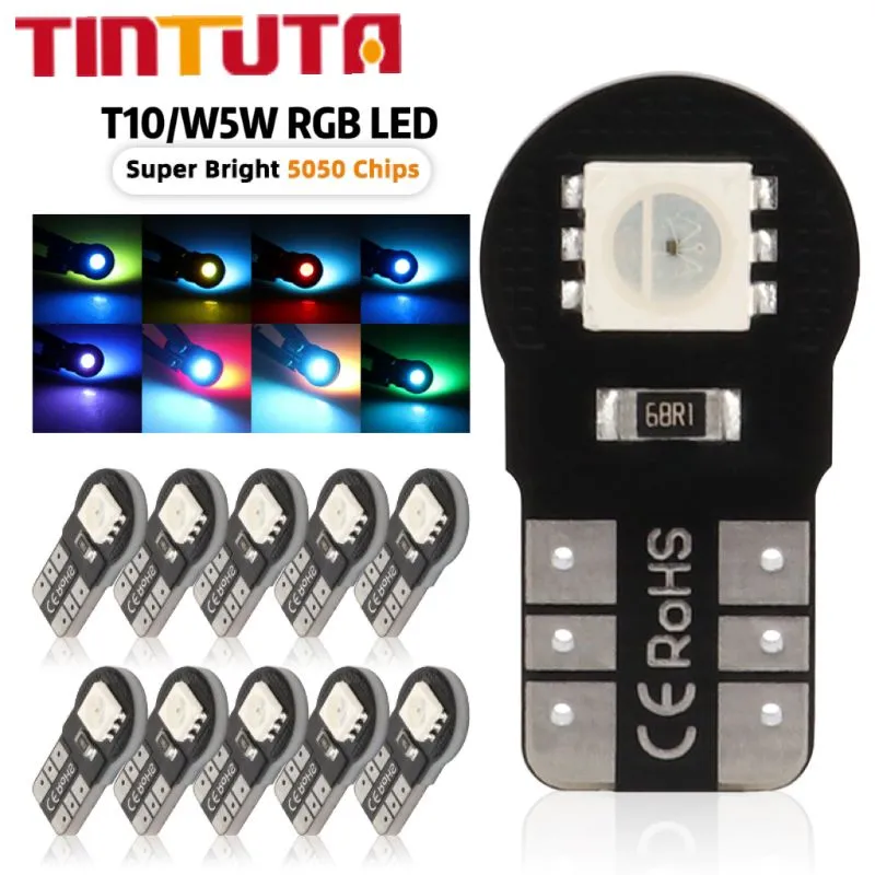 W5W T10 LED Bulbs, RGB Car Interior Dome License Plate Light 2SMD from ...