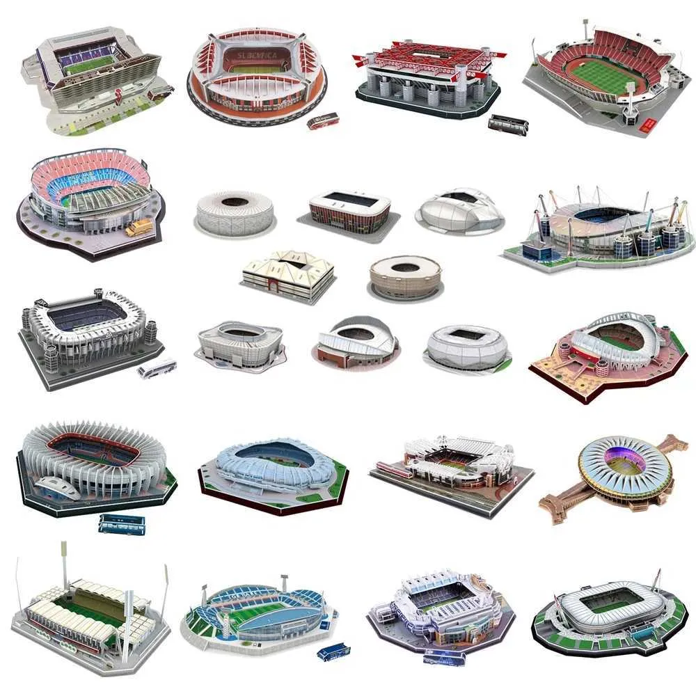 3D DIY Football Stadium Puzzle - 29 Styles, European Architecture Model ...