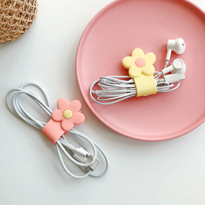 DHgate.com:Cute Silicone Flower Cable Organizer for Phone USB Cords ...