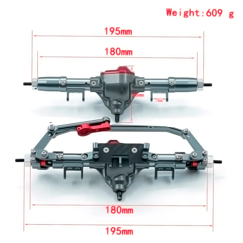 UpgradedMetal CNC Front & Rear Axle w/ Servo Base for 1/10 RC Rock ...